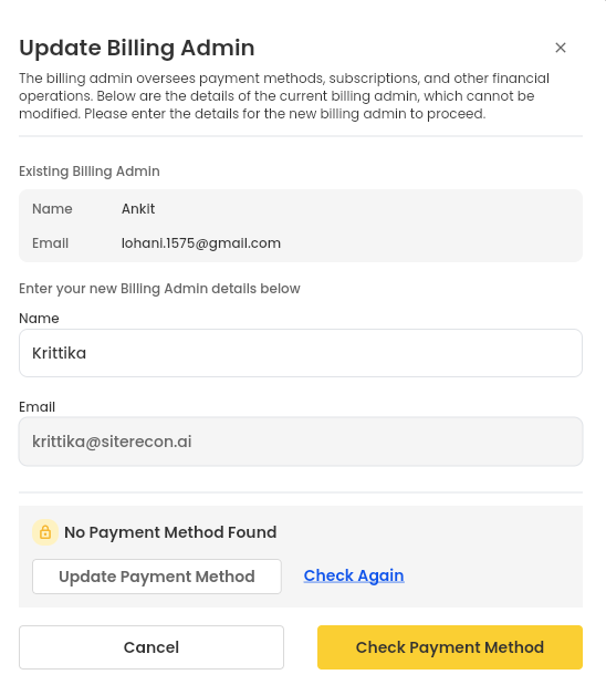 How to update your billing admin?